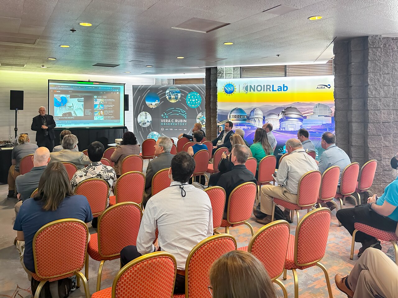 Pat McCarthy speaking at the AURA Member Reps Open House. | NOIRLab